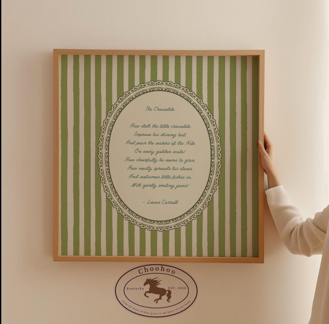 The Crocodile Poem Print - Lewis Carroll - Scandinavian Design - Etsy