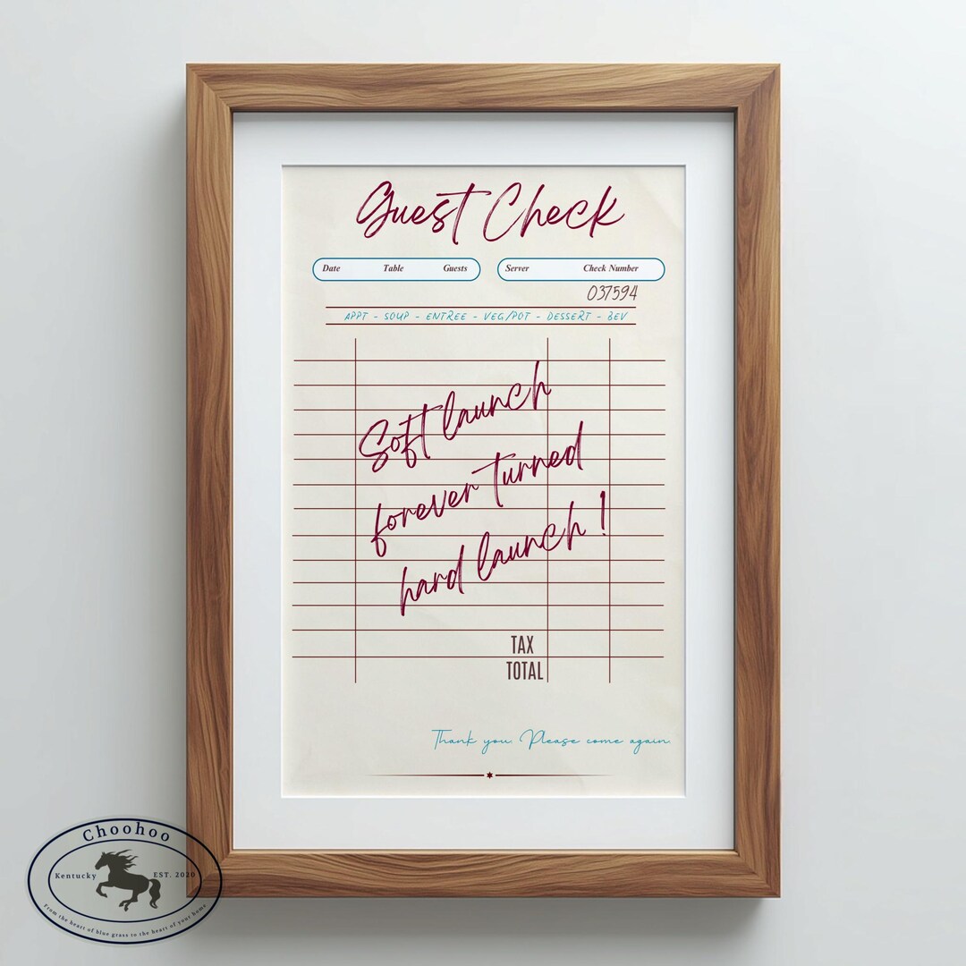 Soft Launch Guest Check Print: Motivational Home Decor - Etsy