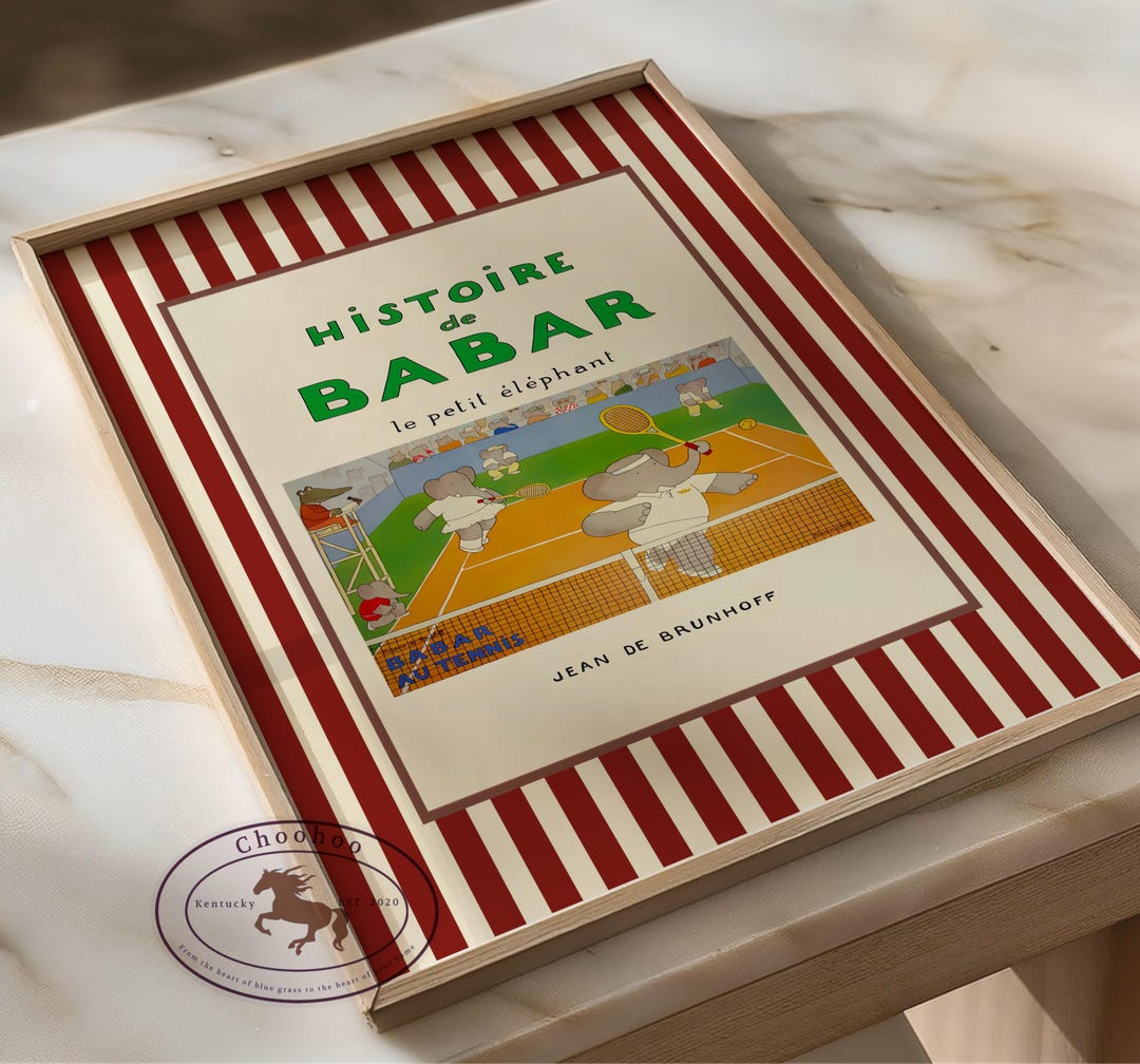 Babar Elephant Playing Tennis Canvas Print – Retro Nursery Art - Etsy
