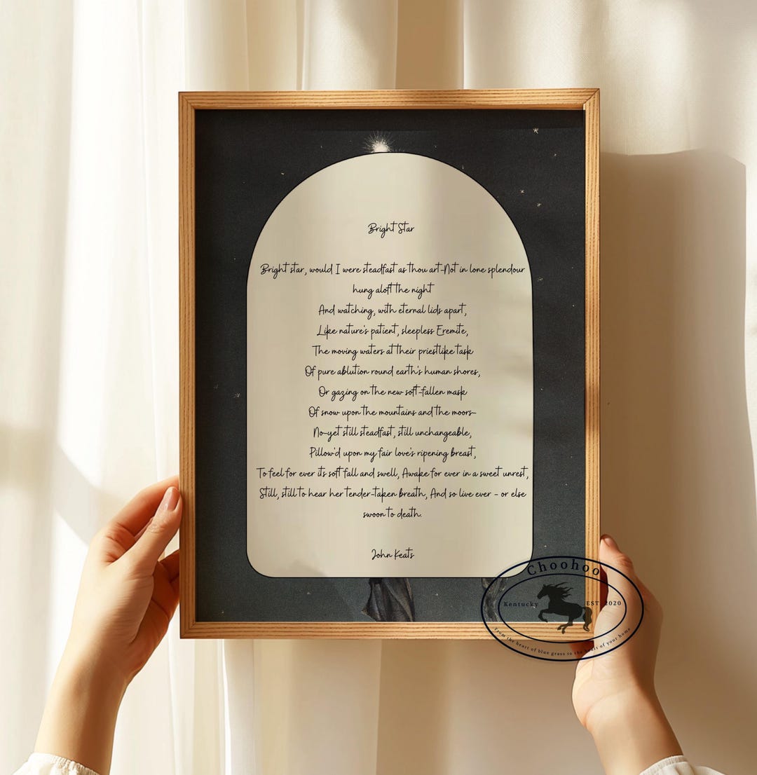 Bright Star by John Keats Poem Print - Poem Print - Poetry Art Print ...