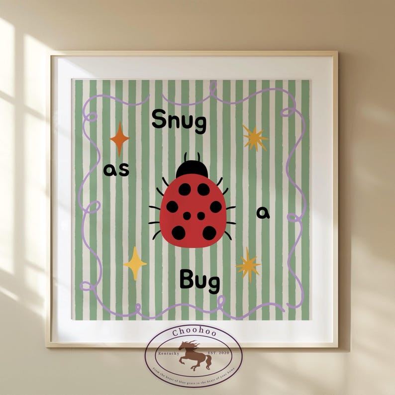 Snug as A Bug Print: Colorful Kids Nursery Art (digital Download, 24x24 ...