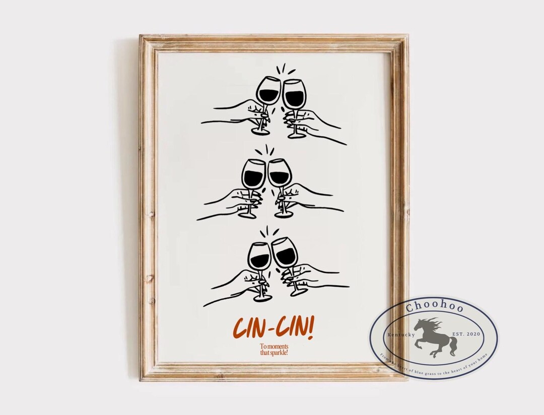 PRINTABLE Cin Cin Print Rétro Wall Art Kitchen Wall Art Digital ...