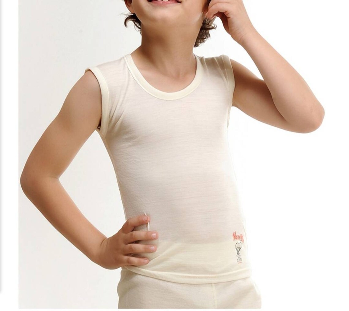 Kids' wool singlet wool thermal singlet natural | Etsy