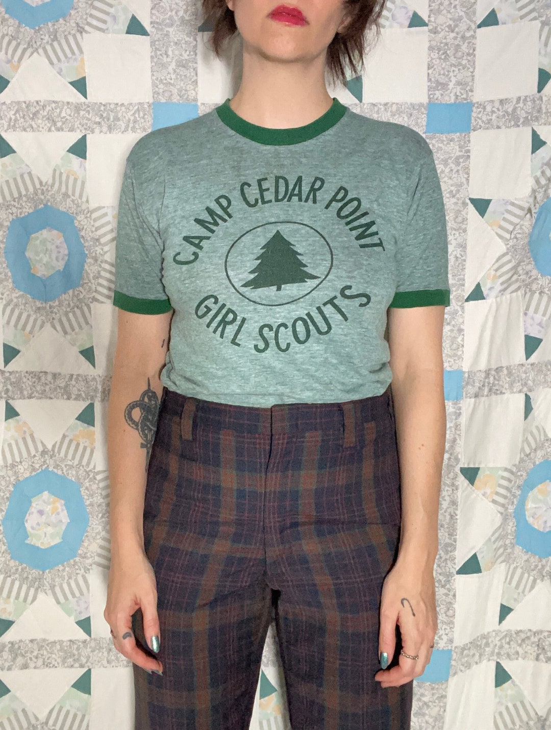 Vintage 1980s Camp Cedar Point Girl Scouts Green Melange - Etsy