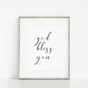 Quote Printable Wall Art, God Bless You Printable Quote Home Decor Wall ...