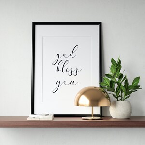 Quote Printable Wall Art, God Bless You Printable Quote Home Decor Wall ...
