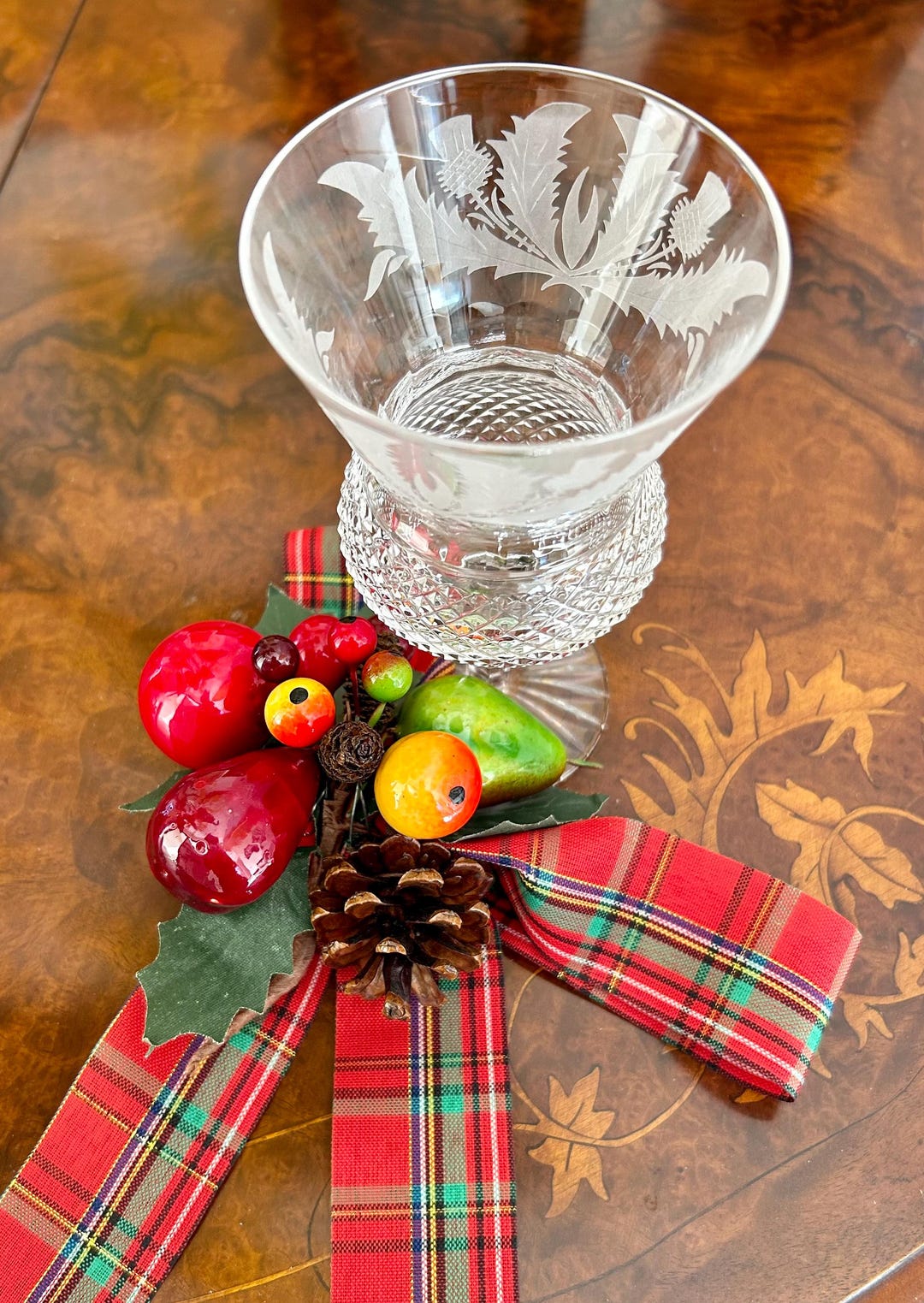 Edinburgh Vintage Crystal Beautifully Etched Thistle Pattern Wine Glass ...