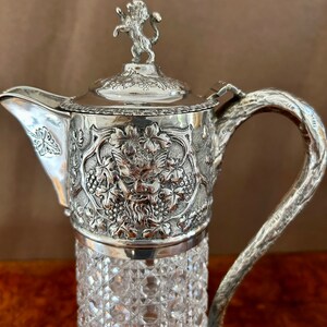 Stunning Victorian Cut Crystal Claret Jug With Solid Silver Mount ...
