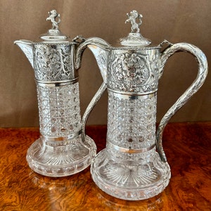 Stunning Victorian Cut Crystal Claret Jug With Solid Silver Mount ...