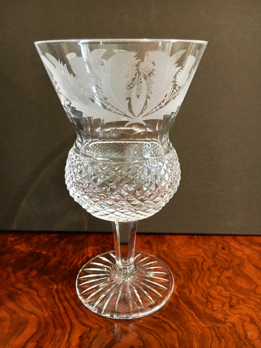 Edinburgh Vintage Crystal Beautifully Etched Thistle Pattern Wine Glass ...