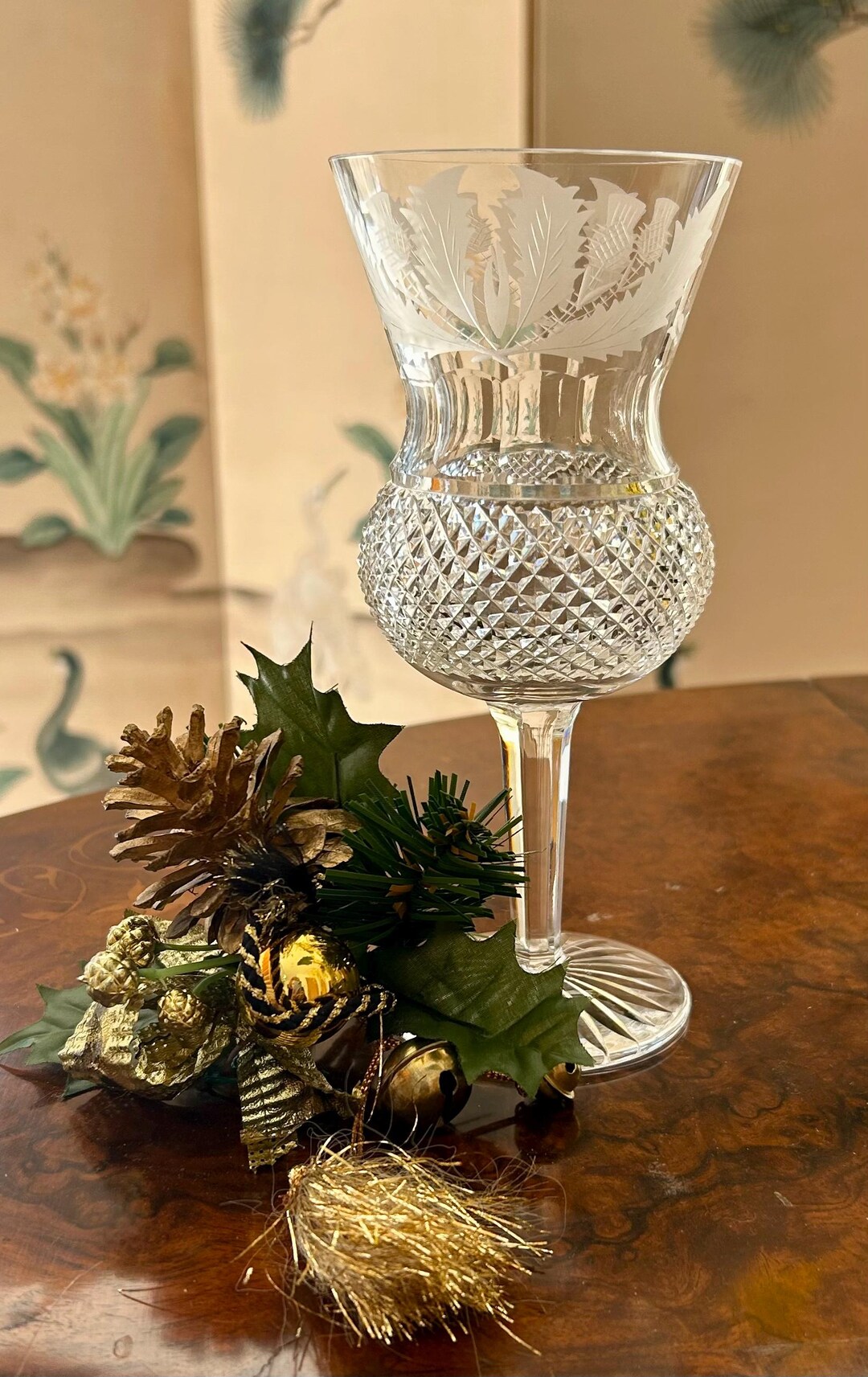Vintage Edinburgh Crystal Goblet Thistle Pattern, Diamond Cut, Scotland ...