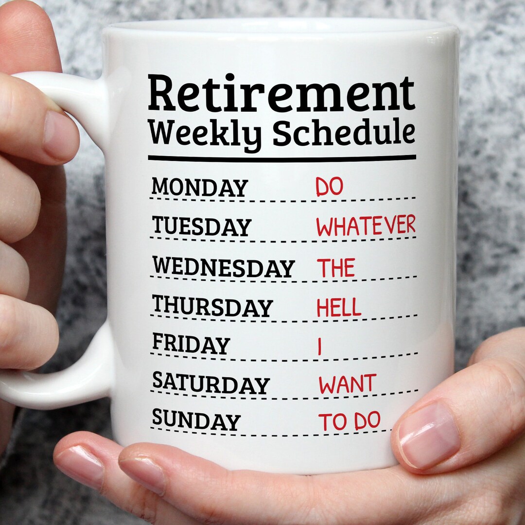 Funny Retirement Gifts for Women Men, Retired Schedule Calendar Coffee ...