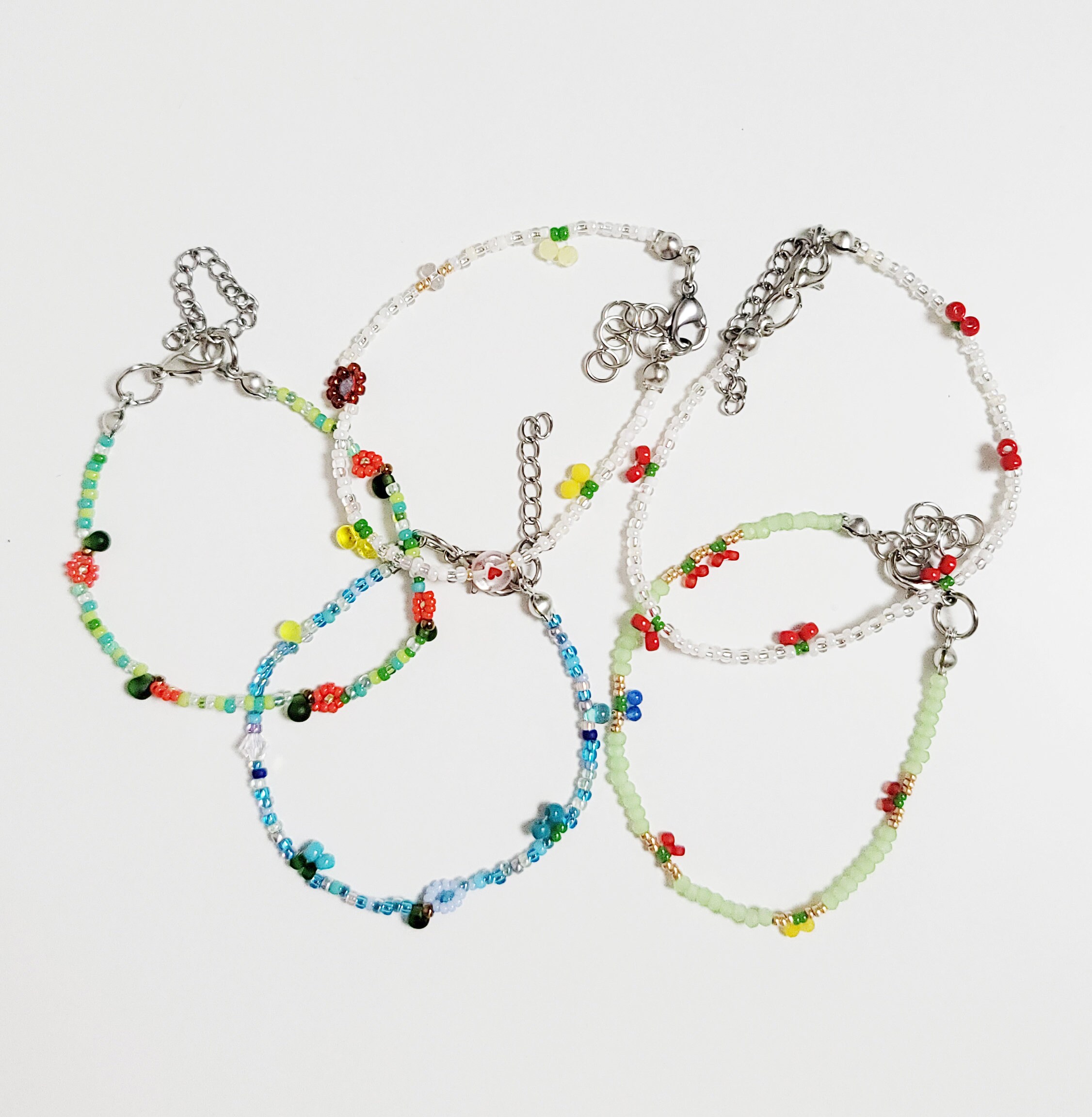 Cherry Blueberry Mango Beads Bracelet, Beaded Bracelet, Layering ...