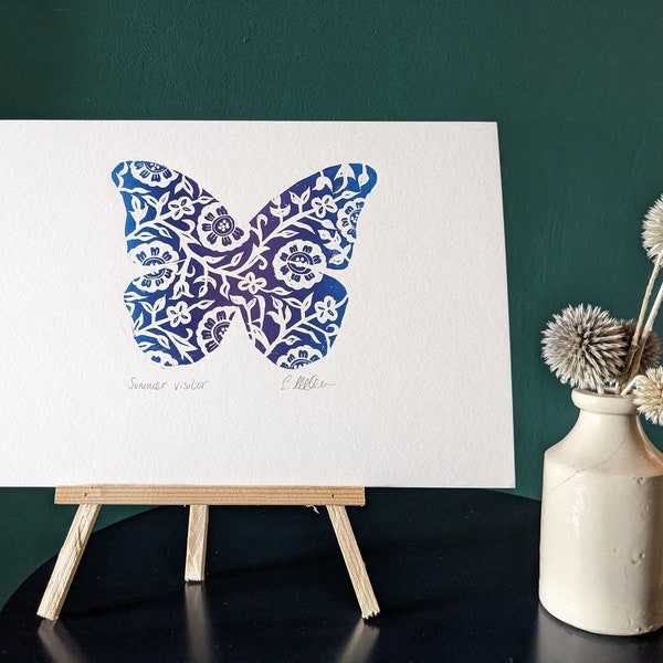 Butterfly Linocut - Etsy UK