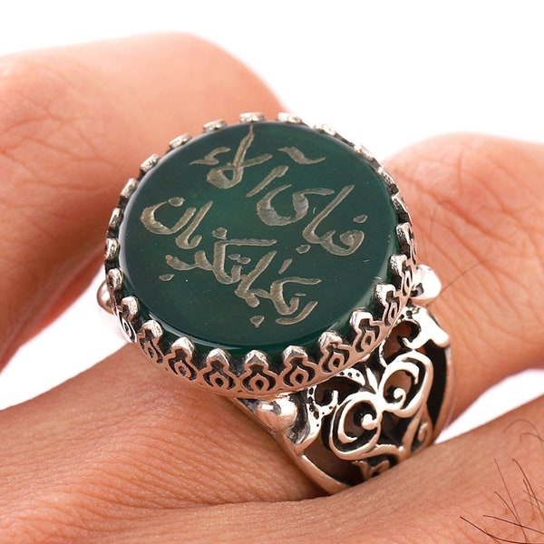 Green Agate Ring - Etsy
