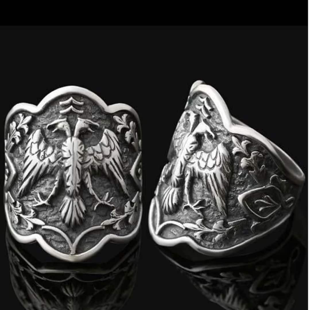 Double Headed Eagle Archery Ring, Archery Thumb Ring for Men, 925 ...