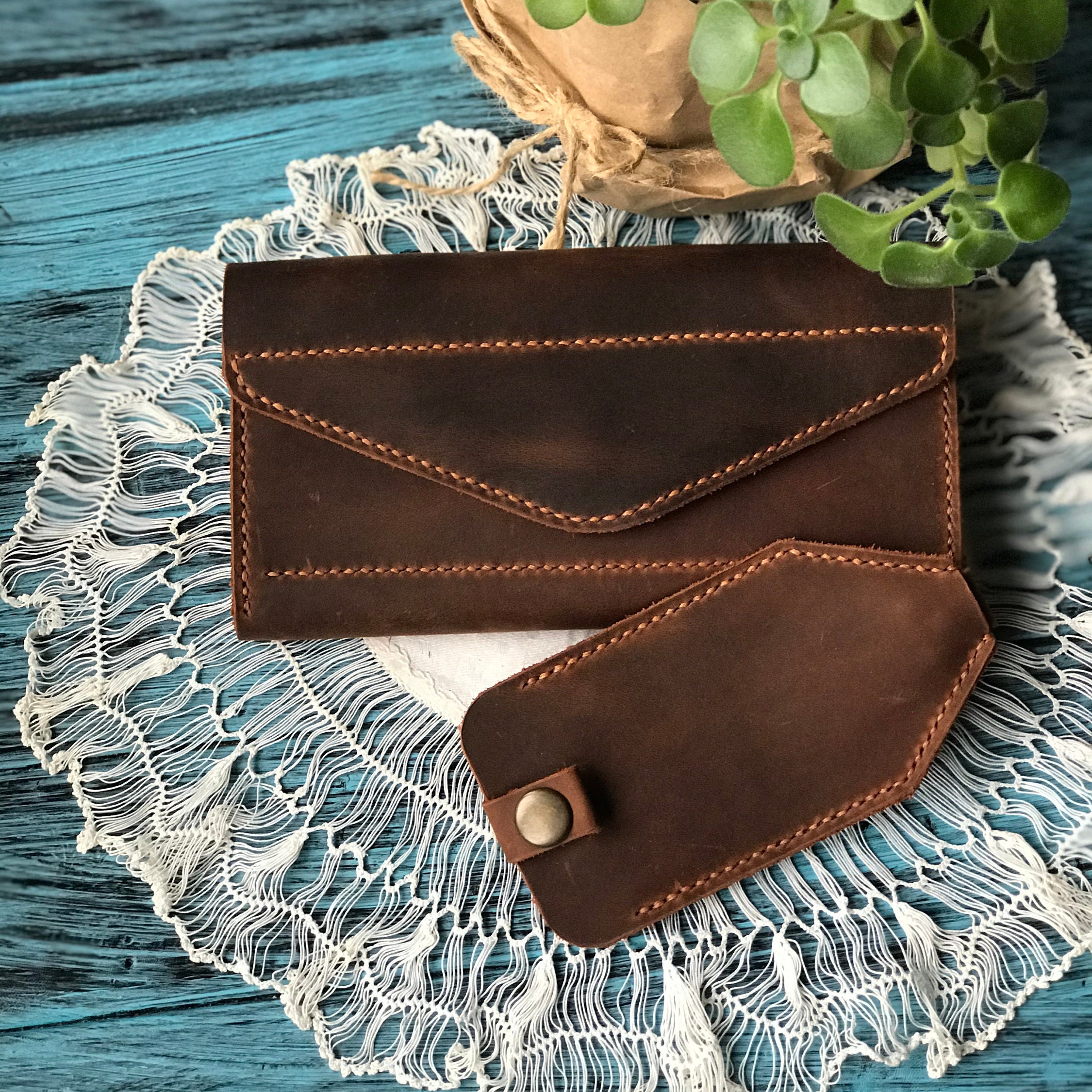 Brown Cash Envelope Wallet Cash Envelopes Leather Envelope | Etsy