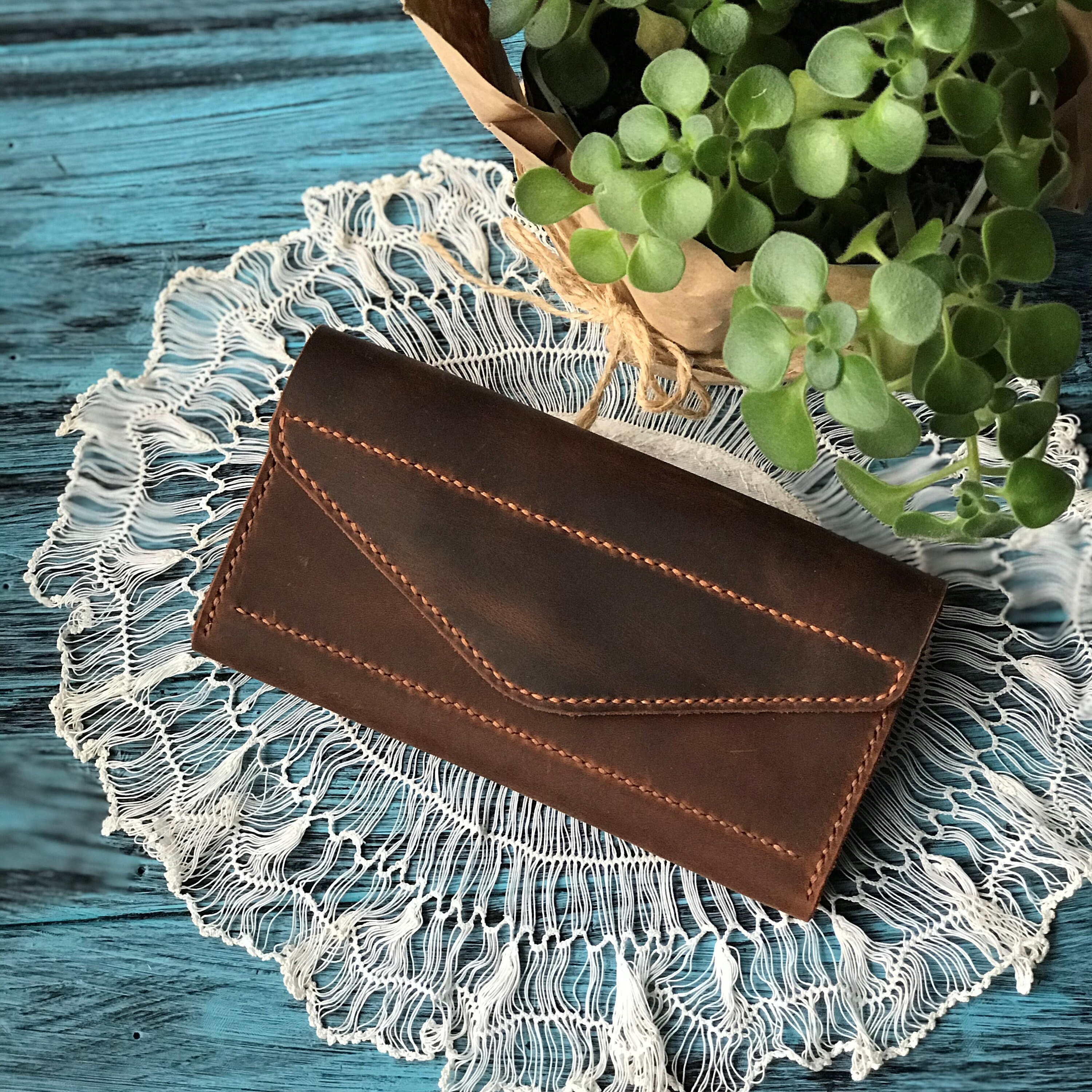 Brown Cash Envelope Wallet Cash Envelopes Leather Envelope | Etsy