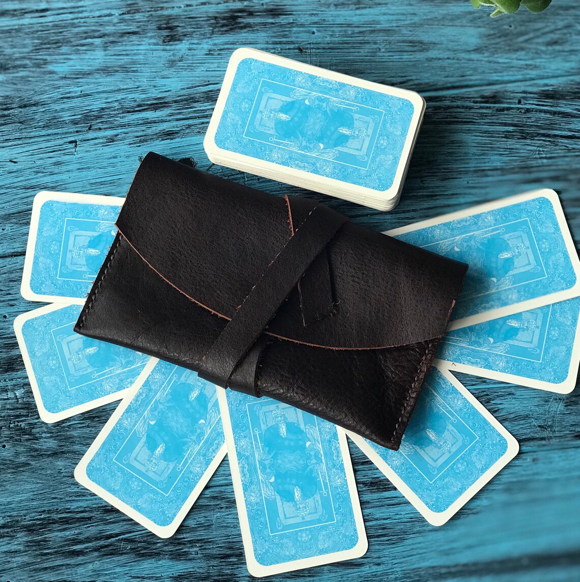 Personalized LEATHER TAROT card case Tarot deck holder Tarot | Etsy