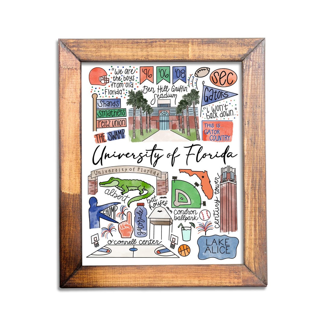 University of Florida Art Print, University of Florida Poster, UF Gift ...