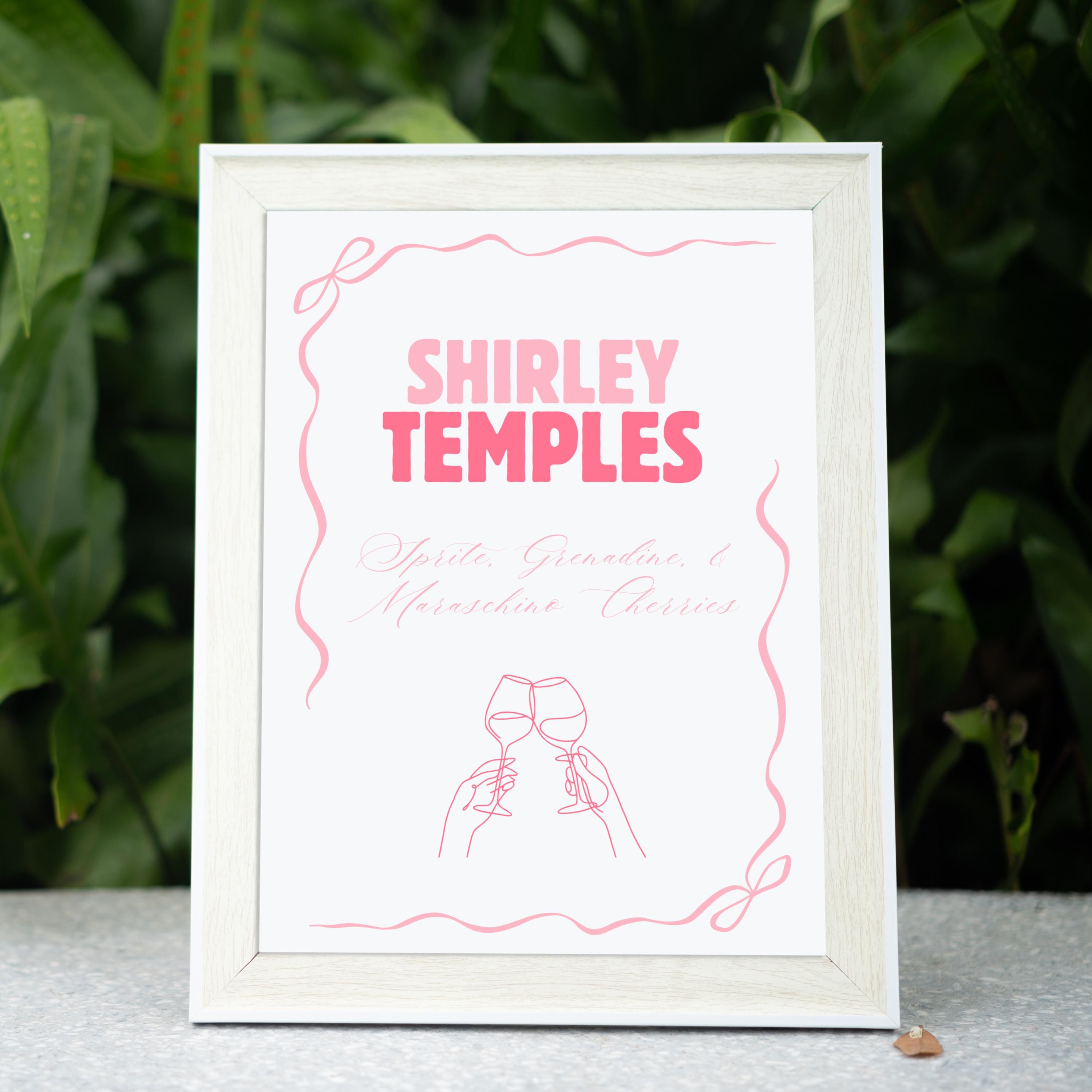 Shirley Temple Bar Sign | Editable Template - 8x10 and 5x7 - Mocktail ...