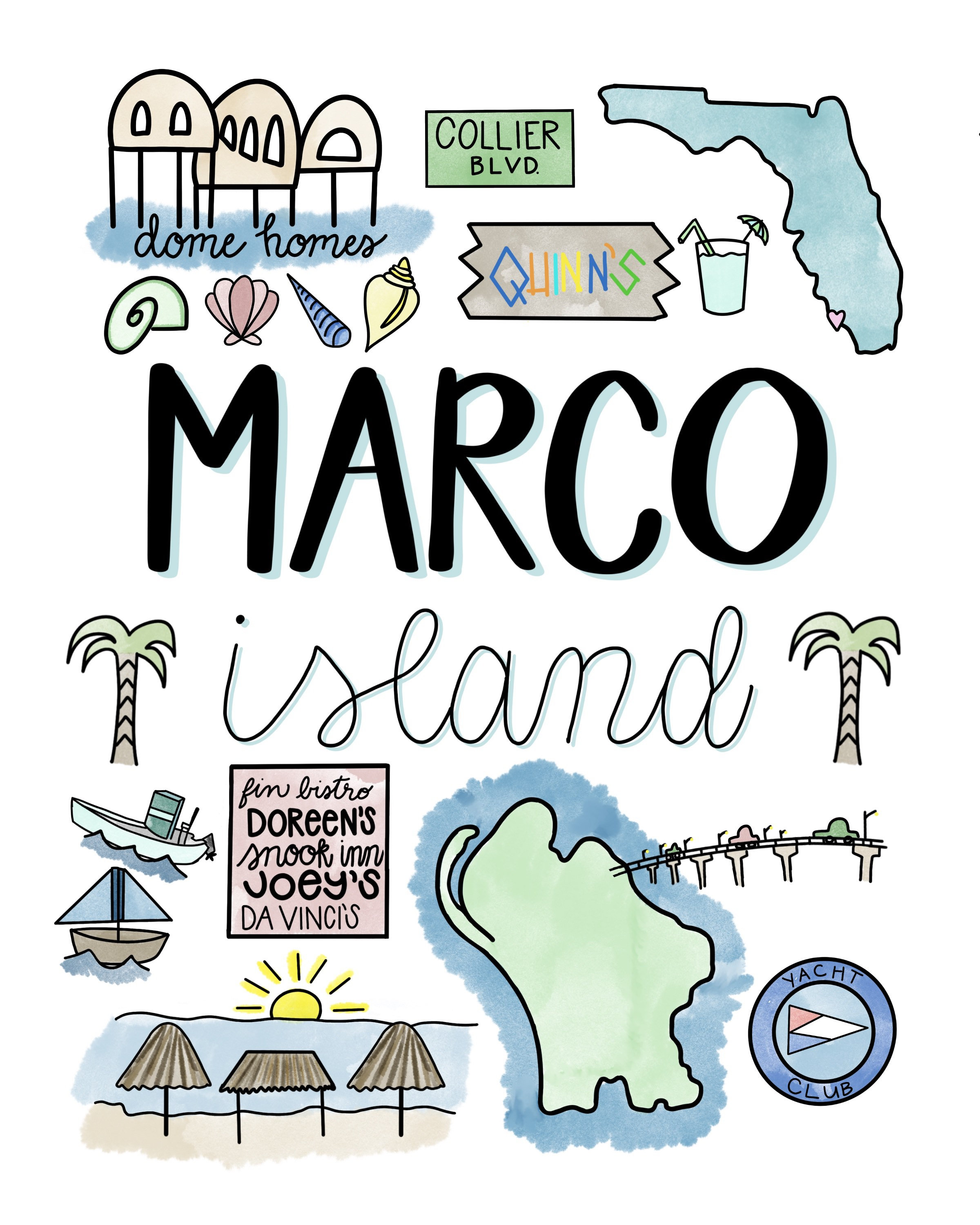 Marco Island Florida City Print Marco Island Wall Decor - Etsy