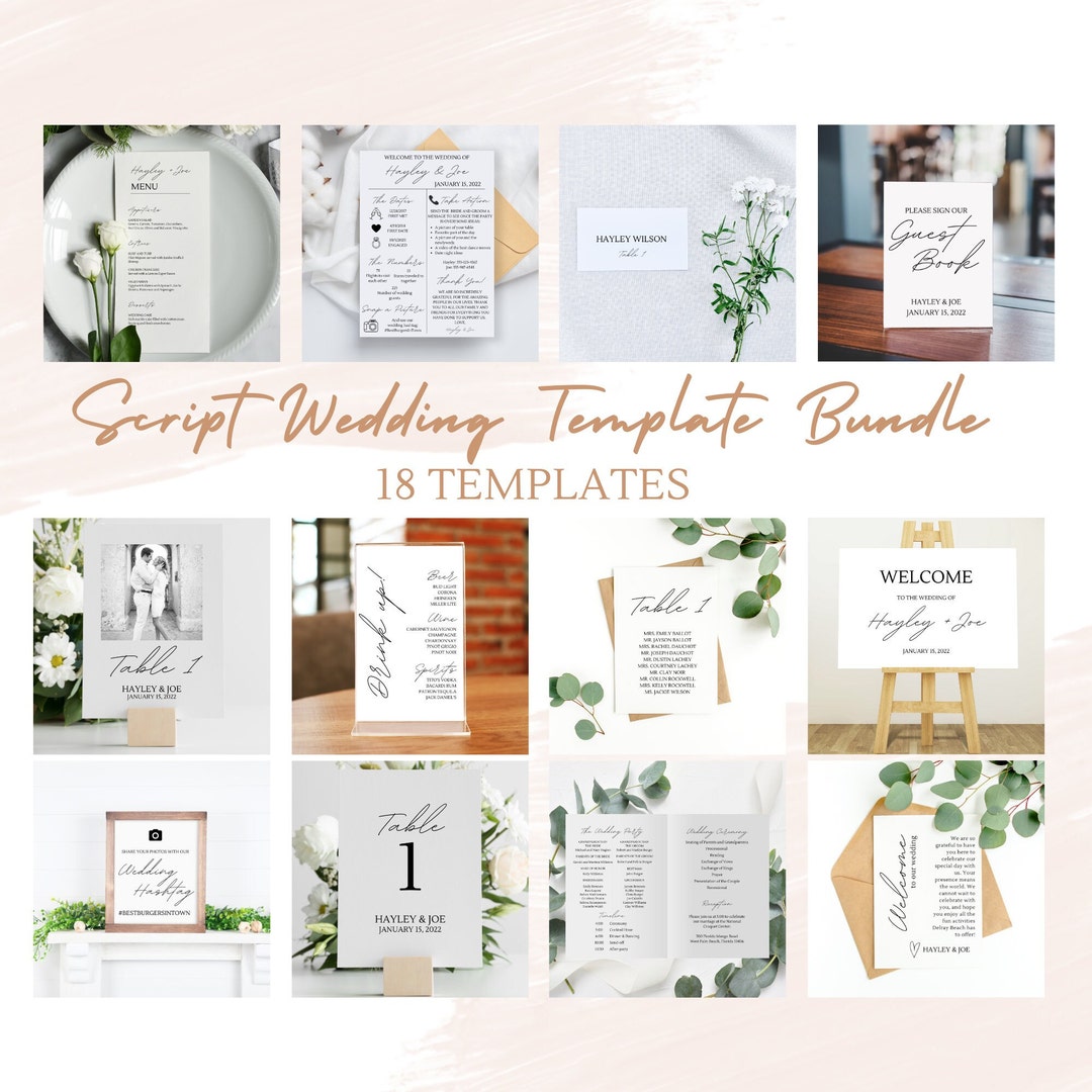 Script Wedding Templates Bundle | Wedding Template Digital Download ...
