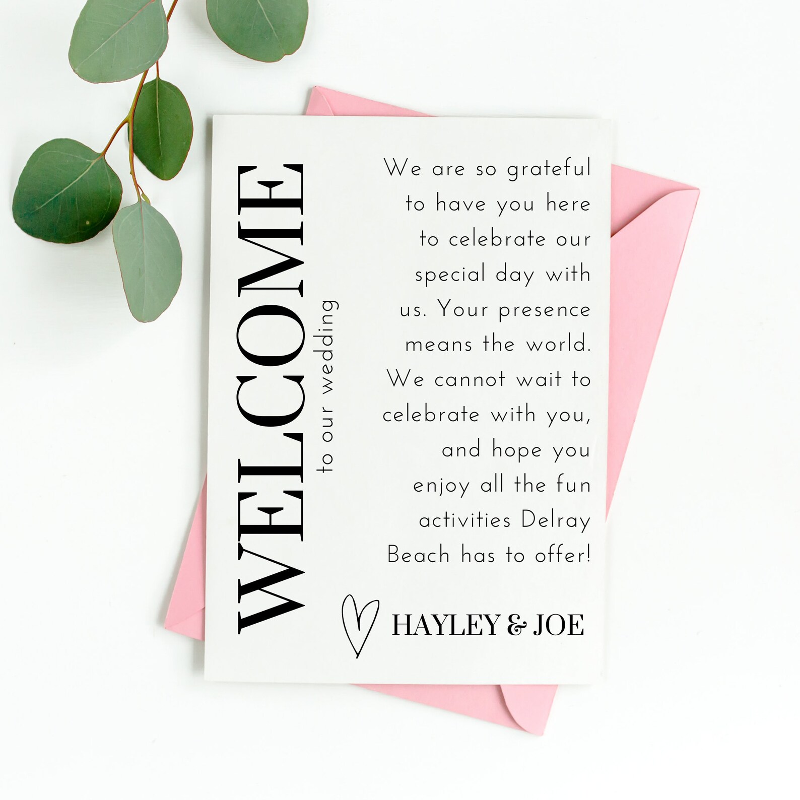 Wedding Welcome Note PENELOPE VERTICAL Wedding Welcome - Etsy