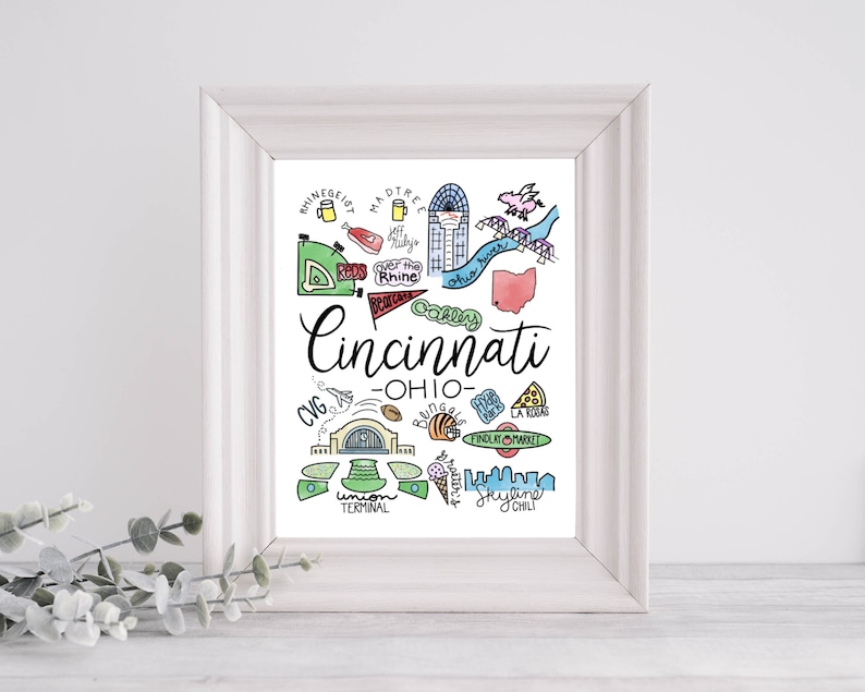 Cincinnati, Ohio City Print, Cincinnati Wall Decor, Ohio Print ...