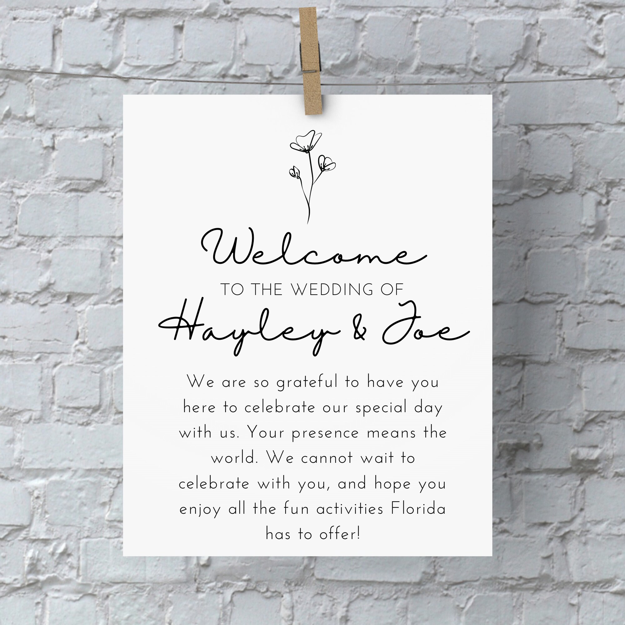 Wedding Welcome Note GARDEN Wedding Welcome Itinerary Card - Etsy