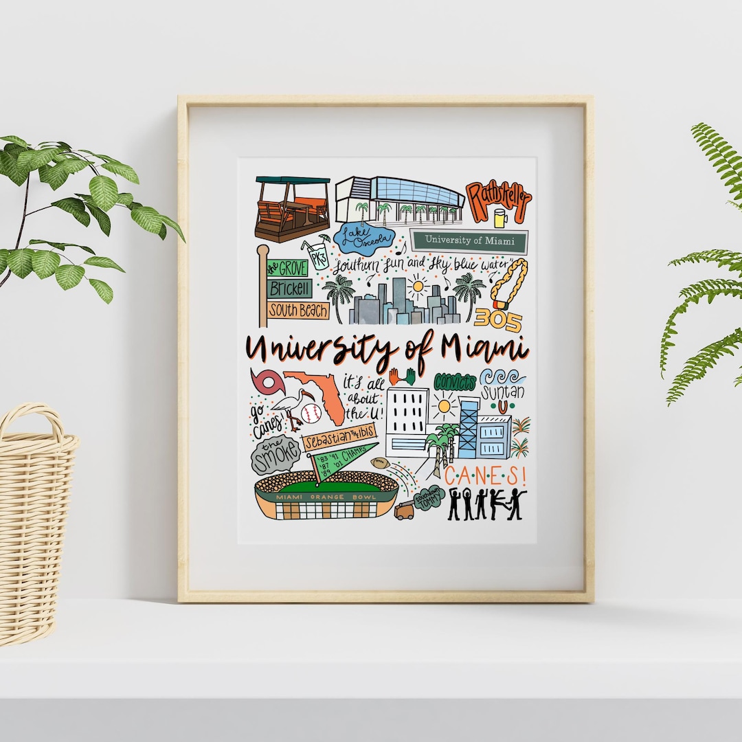 University of Miami Art Print, University of Miami Poster, Umiami Gift ...