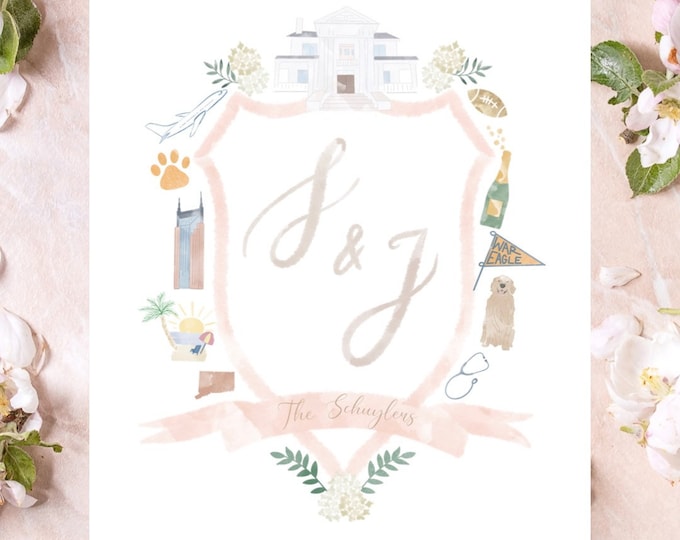 Custom Wedding Crest / Custom Monogram Crest / Family Crest / Wedding ...