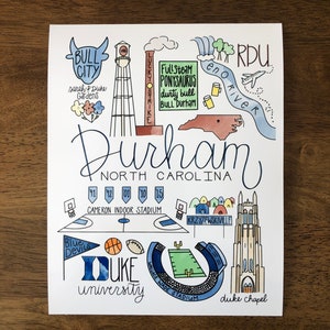 Durham, North Carolina City Print, Durham Wall Decor, North Carolina ...