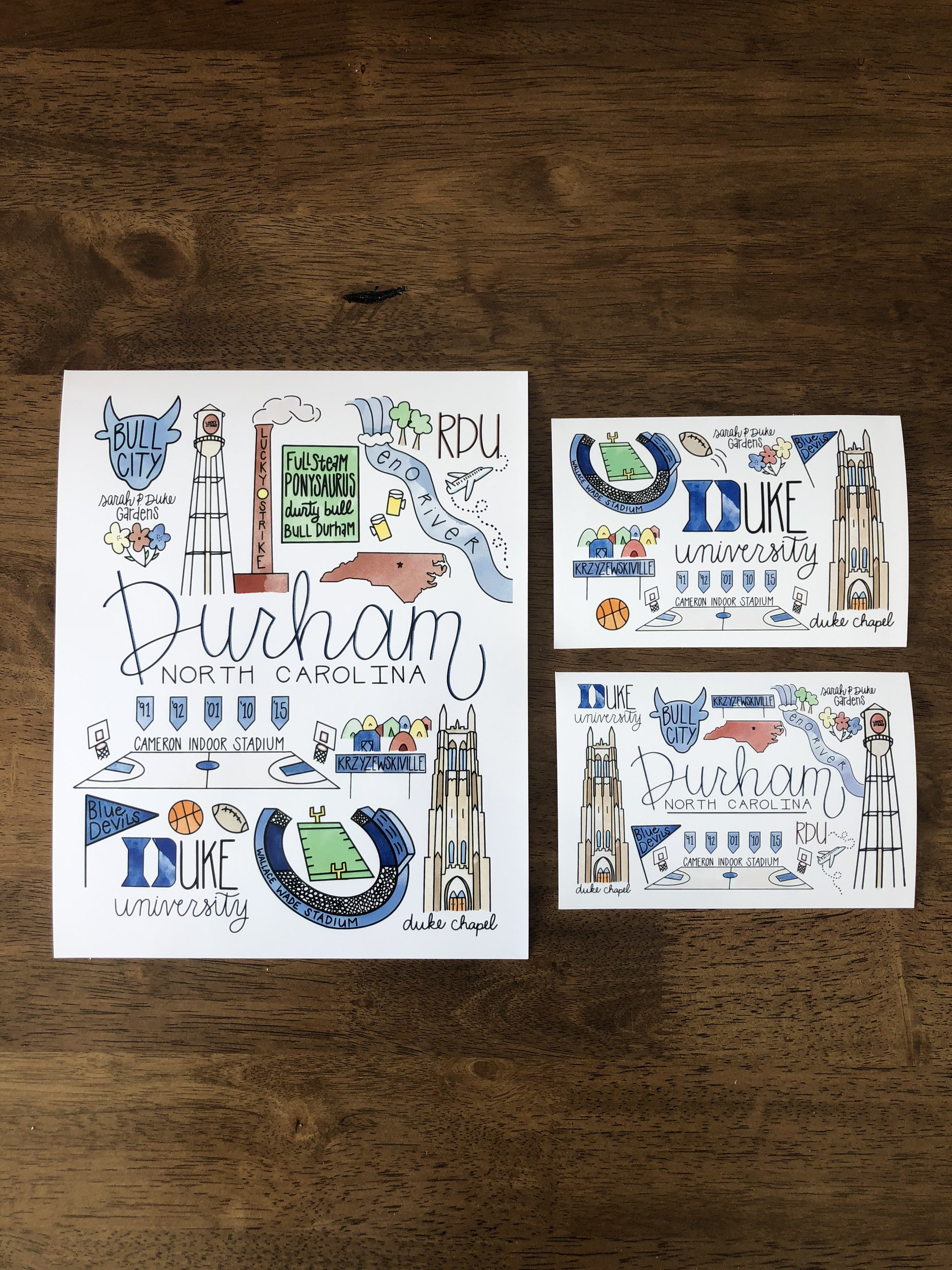 DUKE UNIVERSITY Art Print Durham North Carolina City Print | Etsy