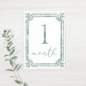 Watercolor Green Milestone Cards | First Year Milestone Cards | Baby ...