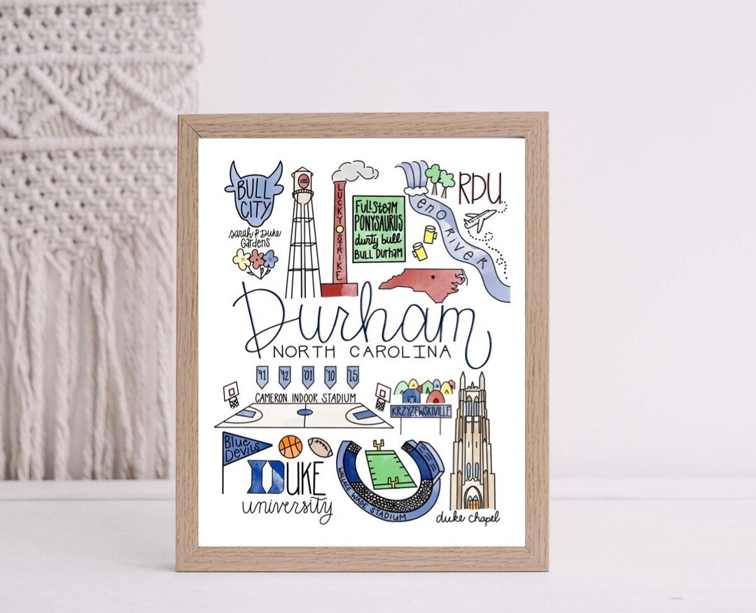 Durham, North Carolina City Print, Durham Wall Decor, North Carolina ...
