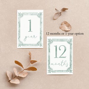 Watercolor Green Milestone Cards | First Year Milestone Cards | Baby ...