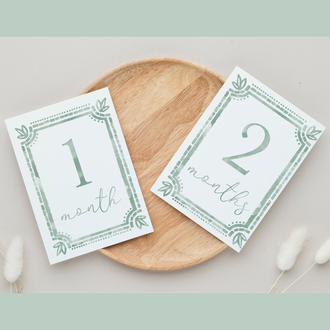 Watercolor Green Milestone Cards | First Year Milestone Cards | Baby ...