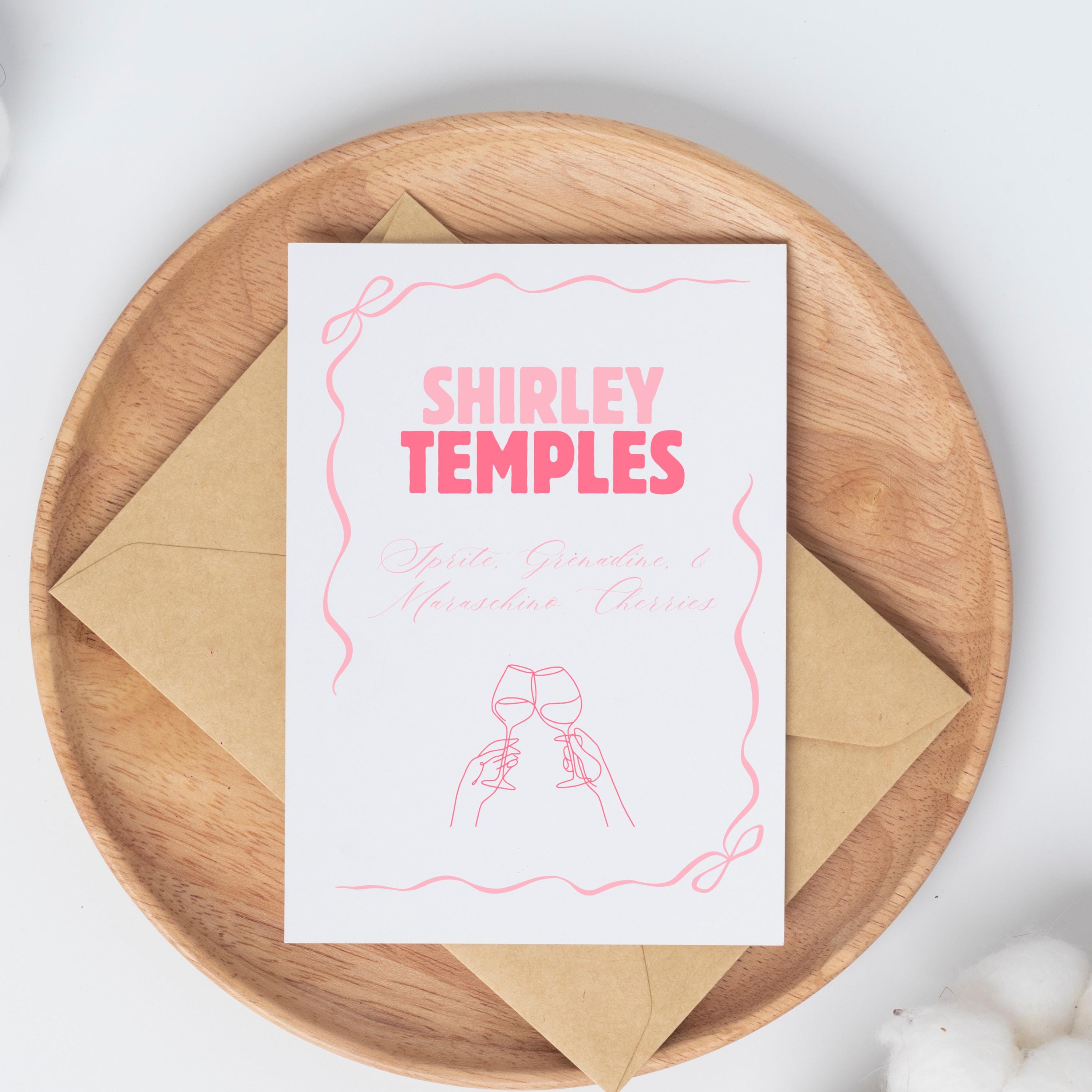 Shirley Temple Bar Sign | Editable Template - 8x10 and 5x7 - Mocktail ...