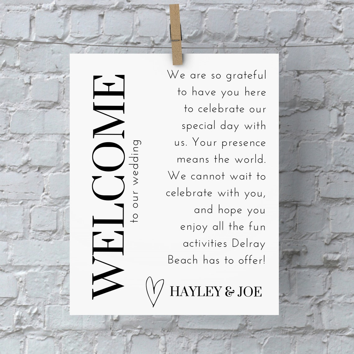 Wedding Welcome Note PENELOPE VERTICAL Wedding Welcome - Etsy