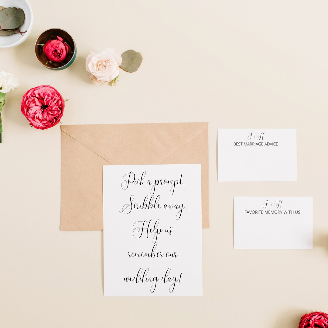 Wedding Guest Book Template With Guest Cards and Sign - Digital ...