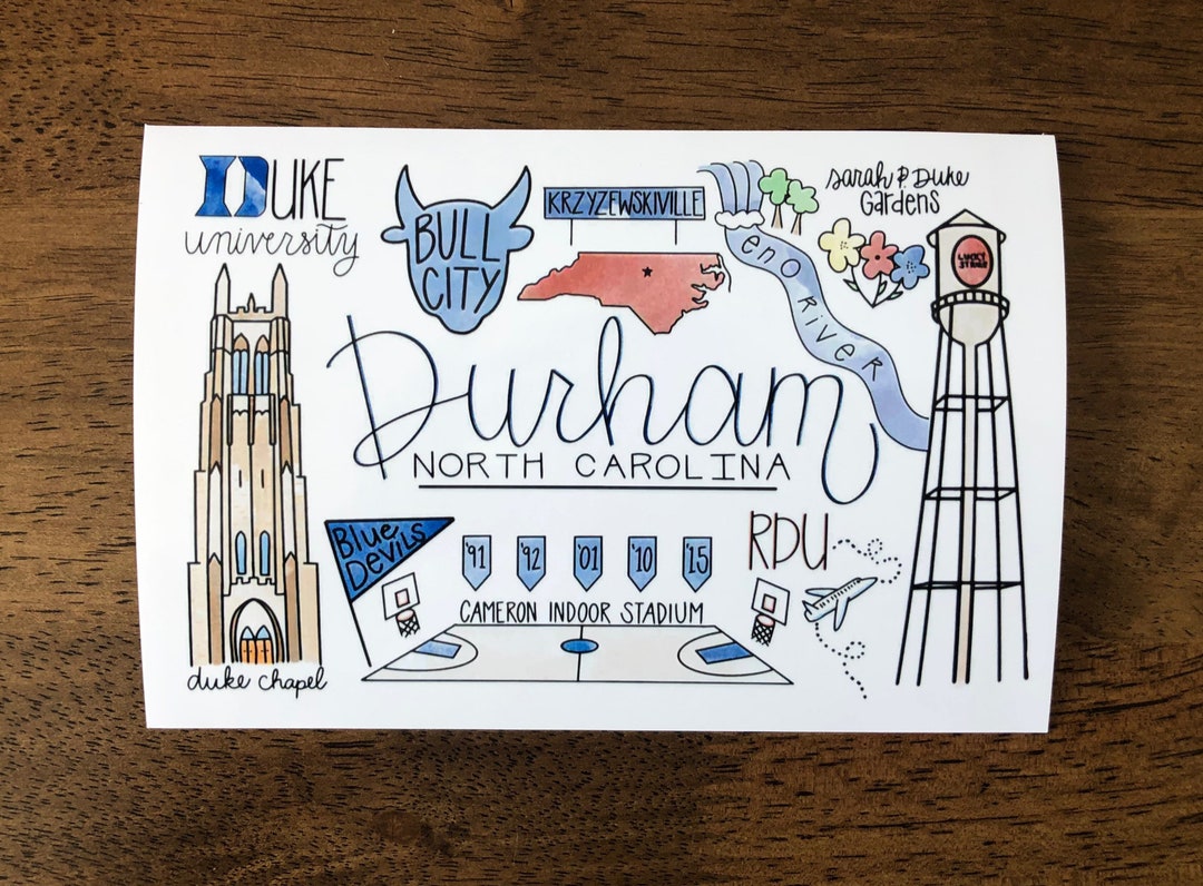 Durham, North Carolina City Print, Durham Wall Decor, North Carolina ...