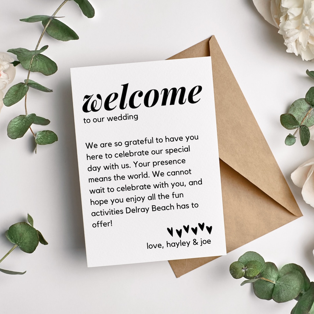 Wedding Welcome Note DANI | Wedding Welcome Itinerary Card - Digital ...