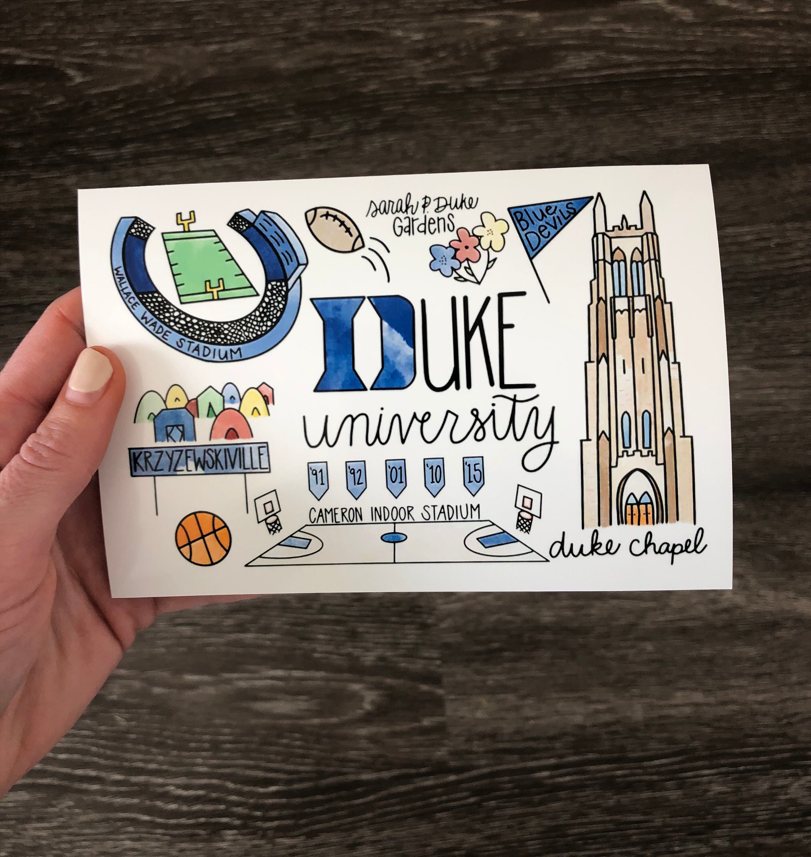 DUKE UNIVERSITY Art Print Durham North Carolina City Print | Etsy