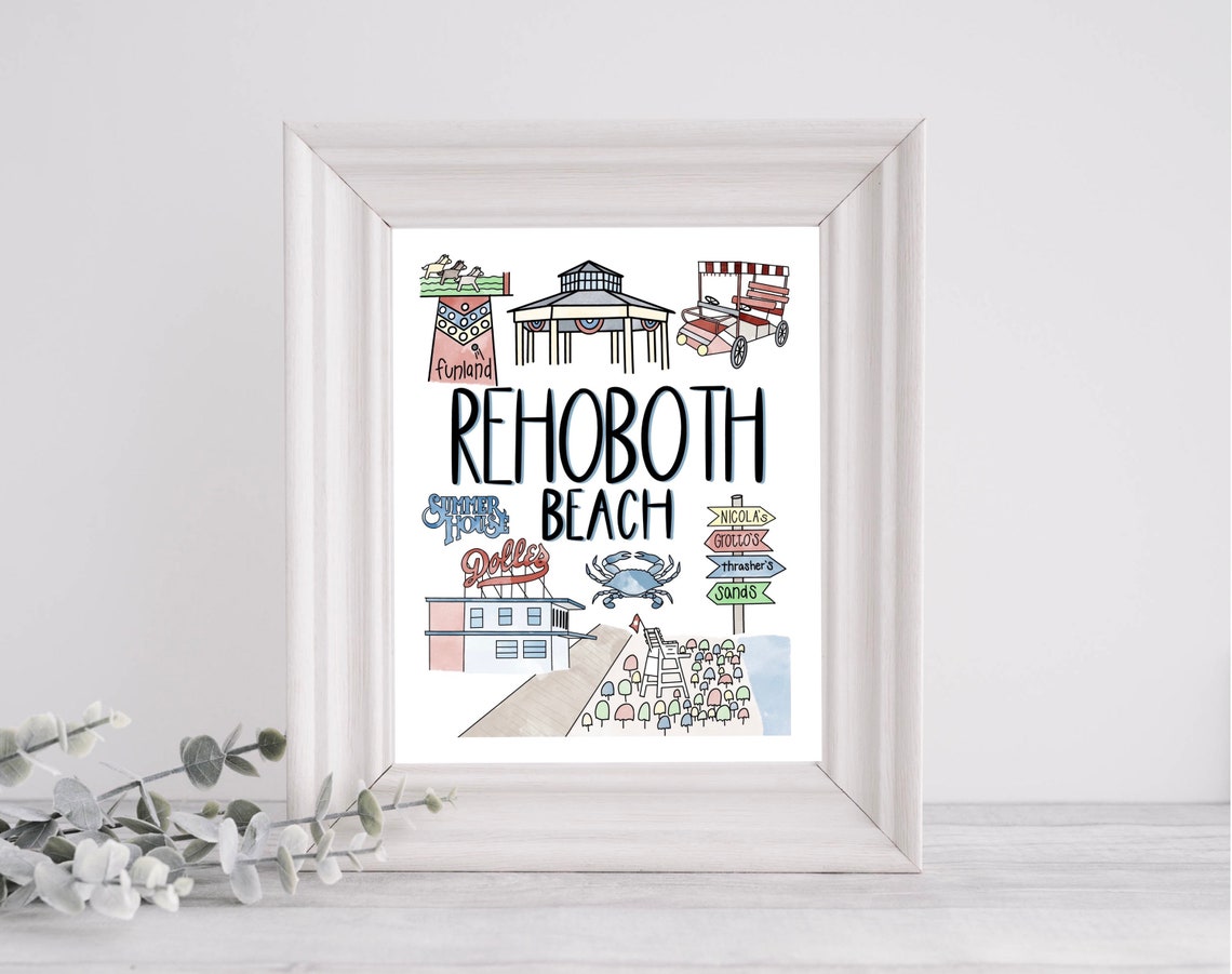 Rehoboth Beach Delaware Rehoboth Beach Print Rehoboth Wall - Etsy