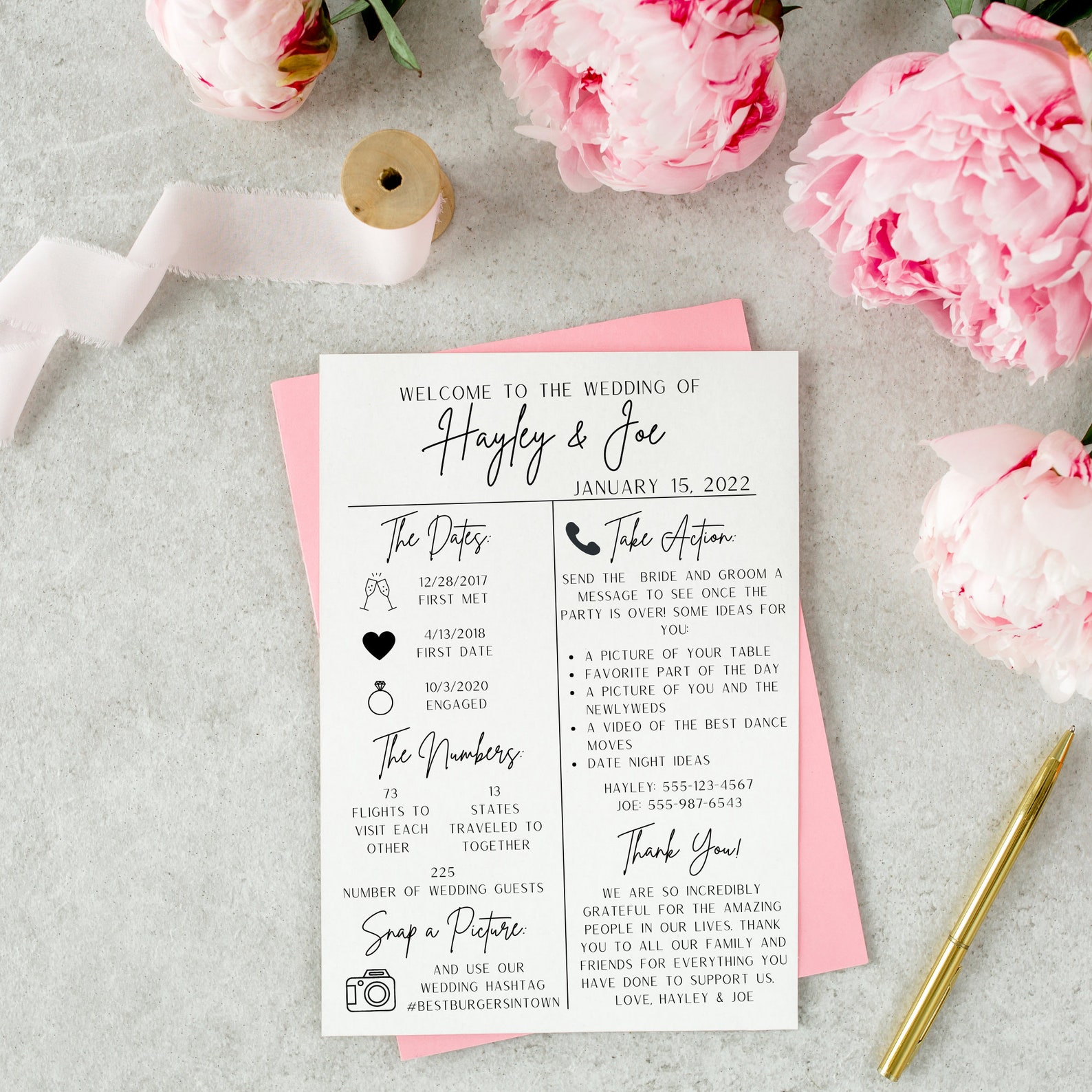 Fun Wedding Infographic Template - Digital Download, Instant, Editable ...