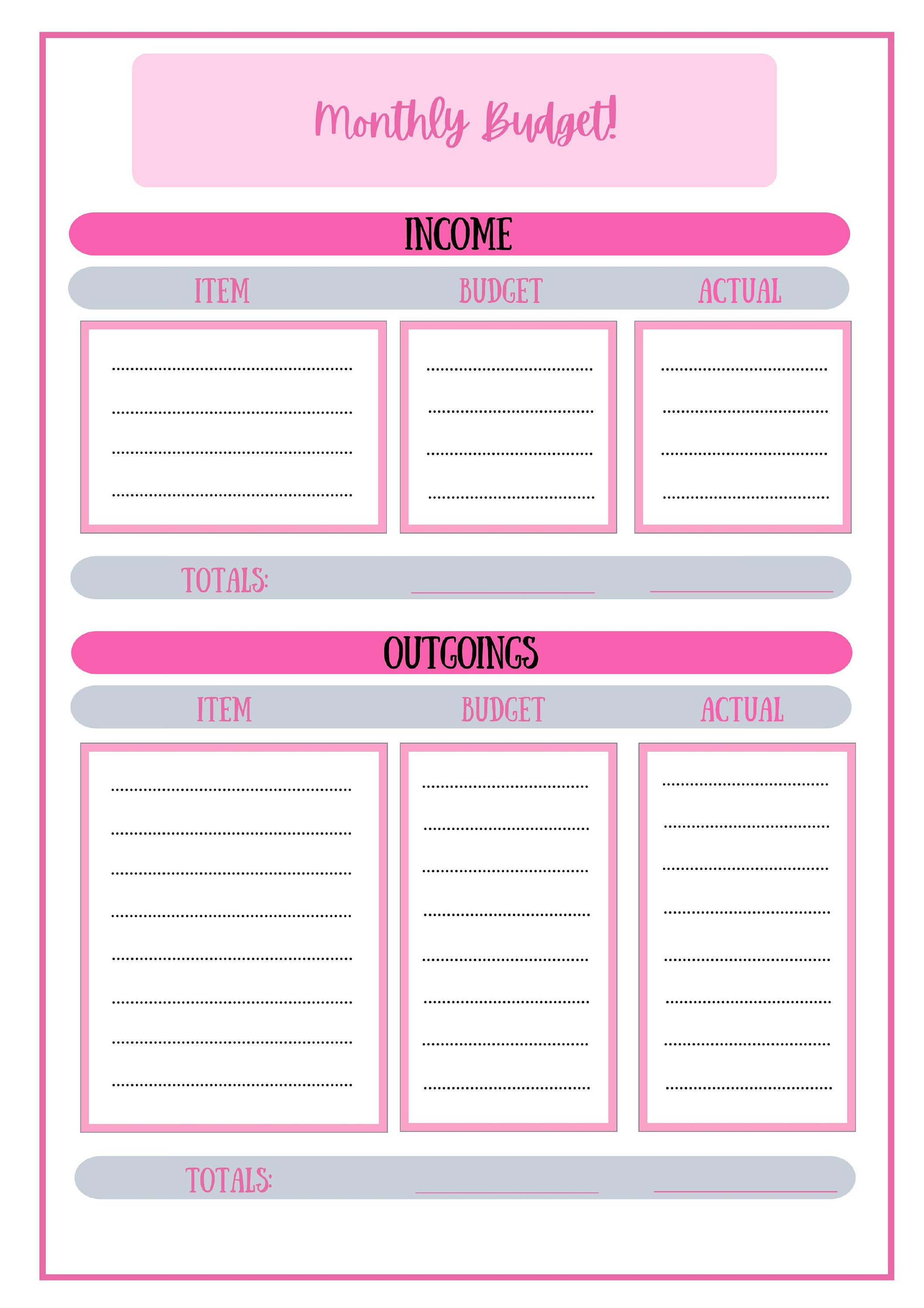 Simple Monthly Budget Printable, Budget Planner, Instant Download ...