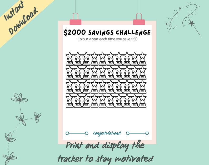 2k Savings Challenge Printable A4 Two Thousand 2000 - Etsy