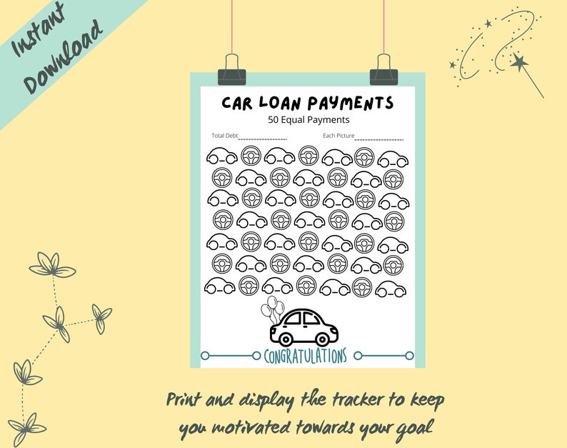 Debt Payments Tracker Coloring Sheet Car Payments , Printable, Instant ...