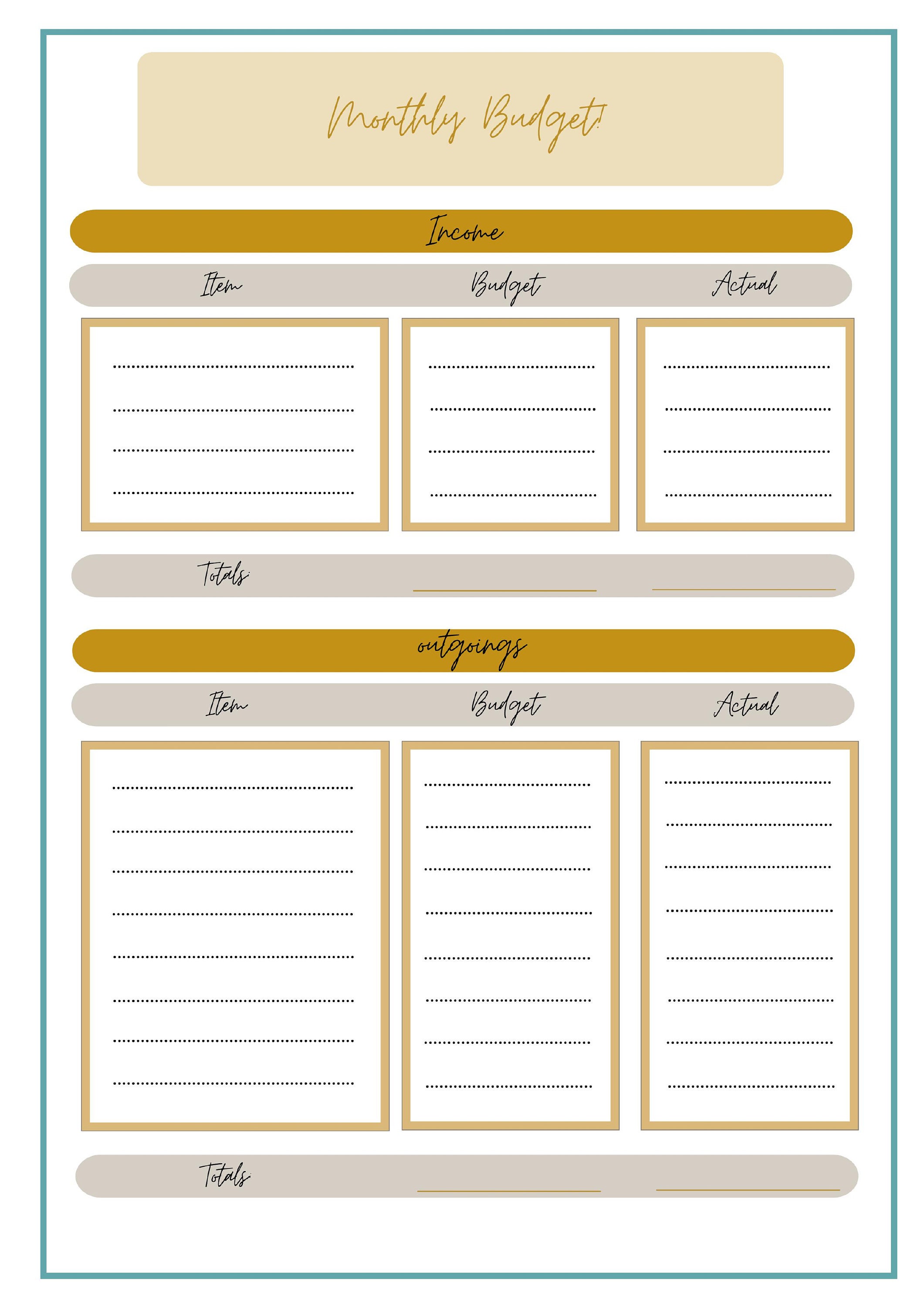 Simple Monthly Budget Printable, Budget Planner, Instant Download ...